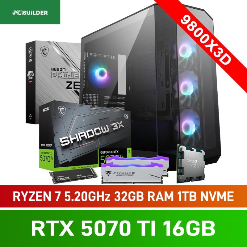 PCBuilder VALKYRIE Gaming PC — AMD Ryzen 7 9800X3D / 32GB DDR5-6000 ...