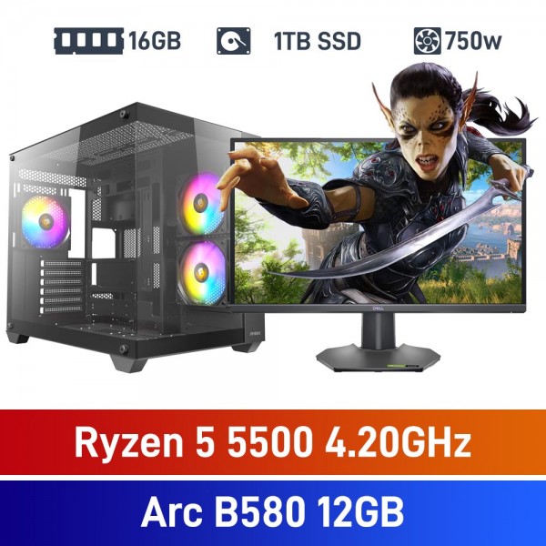 AMD Ryzen 5 5500 / Intel Arc B580 10GB / 16GB RGB DDR4-3600 / 1TB NVMe ...