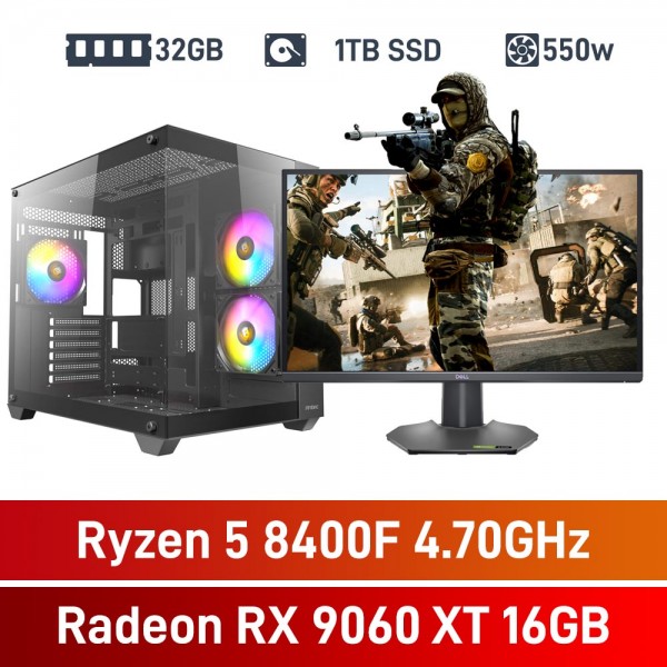 AMD Ryzen 5 8400F / Radeon RX 9060 XT 16GB / 32GB RGB DDR5-6000 / 1TB ...
