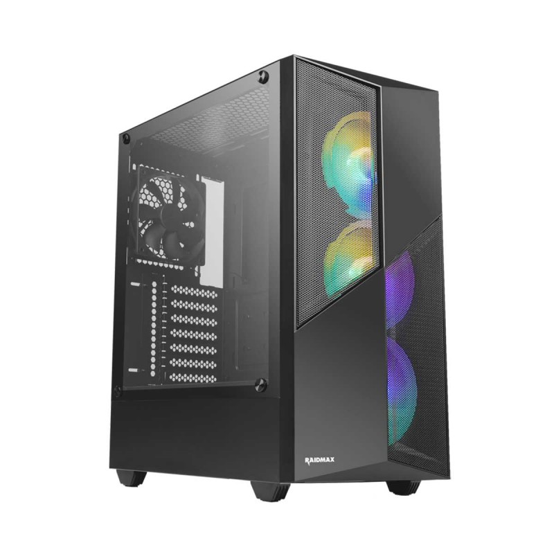 Raidmax MESHIAN X627 ARGB Tempered Glass Mid Tower ATX Case — Black ...