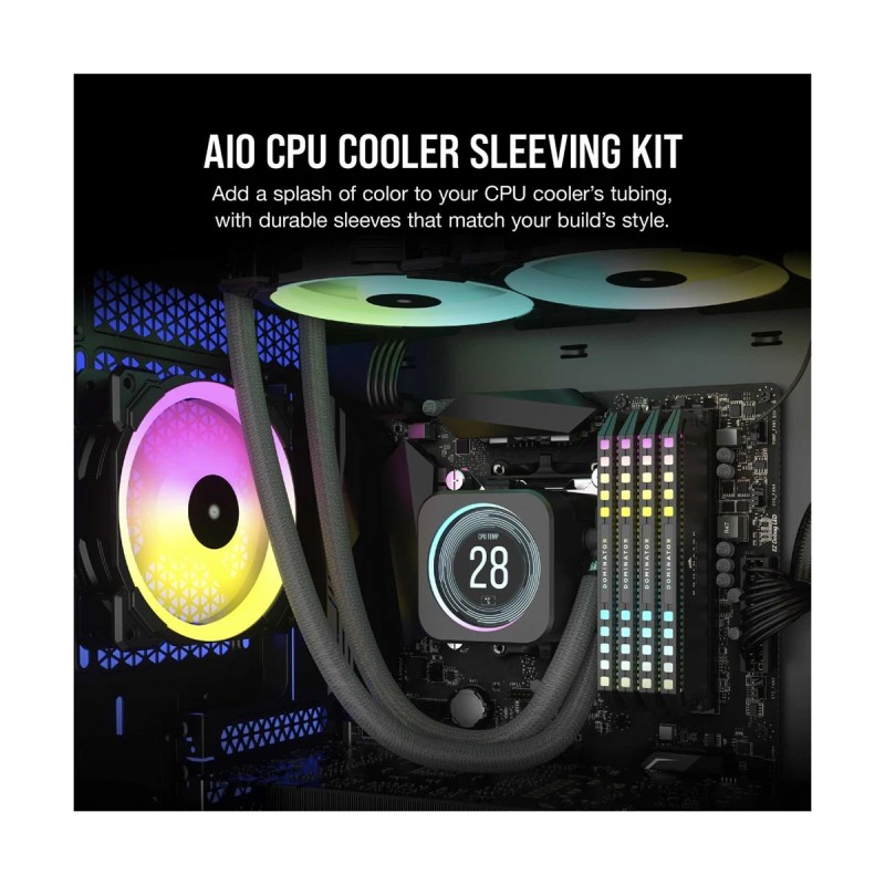 CORSAIR Sleeving Kit for AIO CPU Coolers, 400mm — Grey — Best Deals at ...