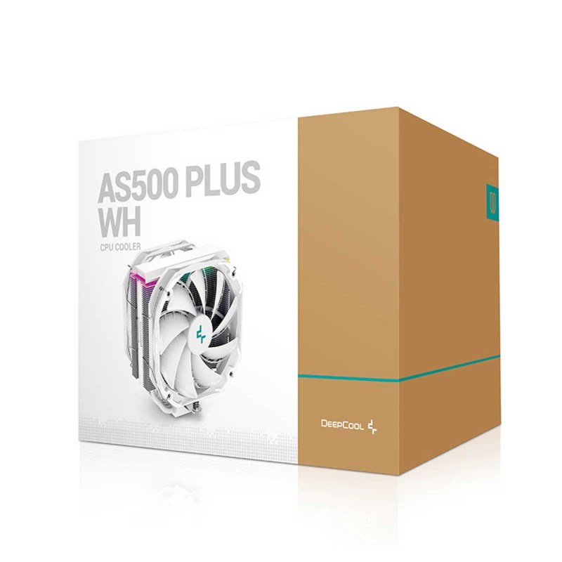 DEEPCOOL AS500 PLUS WH RGB CPU Heatsink and Fan, Dual 140mm — White ...