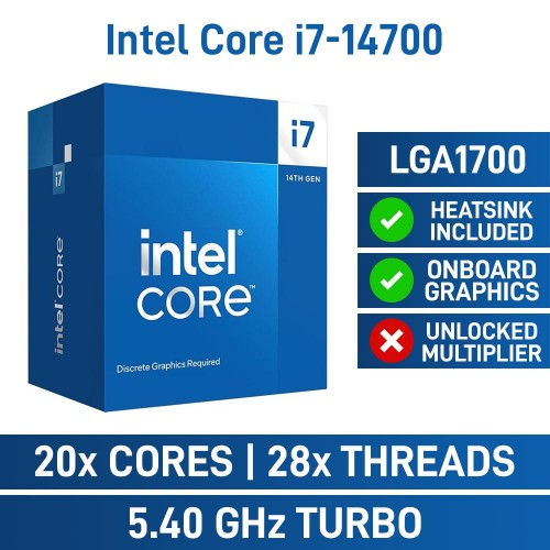 Intel Core i7-14700 20 Core CPU, LGA1700, 2.1GHz (5.4GHz Turbo) — Best ...
