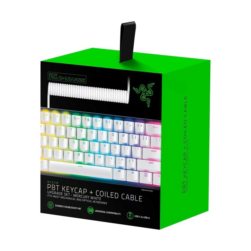 Razer PBT Double-Shot Keycap and Coiled USB Cable Upgrade Kit, 120 Keys ...