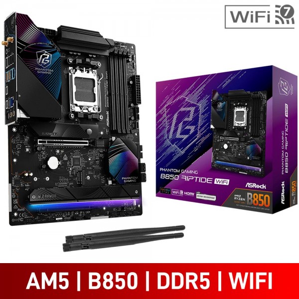ASRock PHANTOM GAMING B850 RIPTIDE WiFi, AMD B850 Chipset, Socket AM5 ...