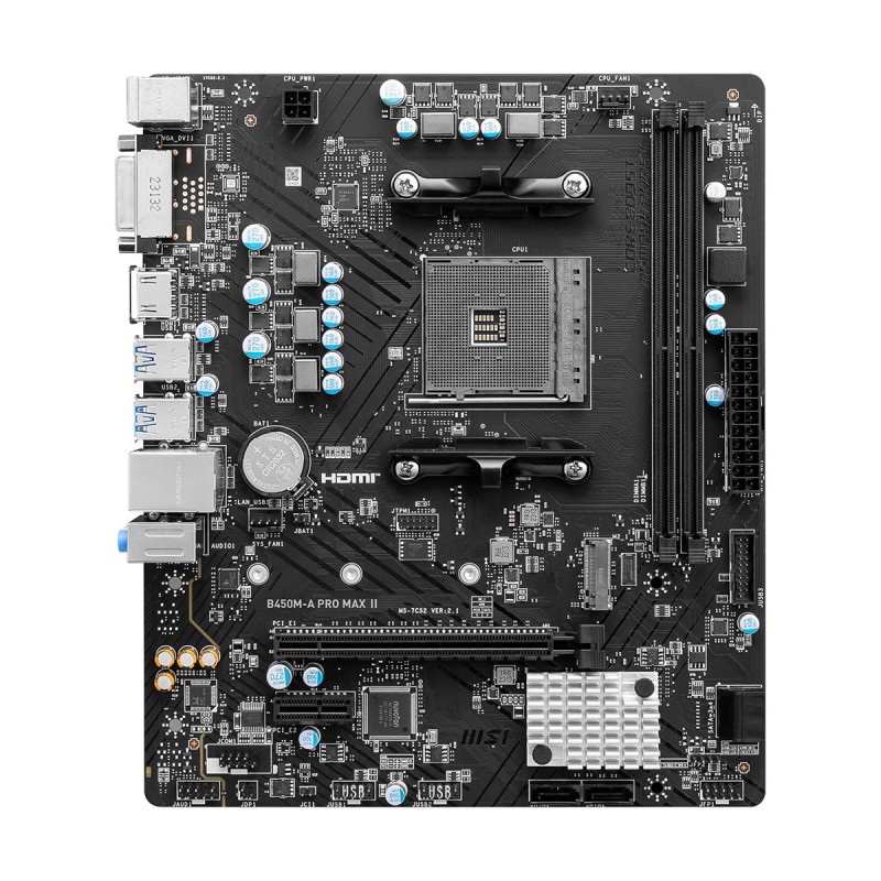 MSI B450M-A PRO MAX II, AMD B450 Chipset, Socket AM4, Micro ATX Desktop ...