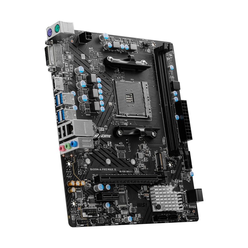 MSI B450M-A PRO MAX II, AMD B450 Chipset, Socket AM4, Micro ATX Desktop ...