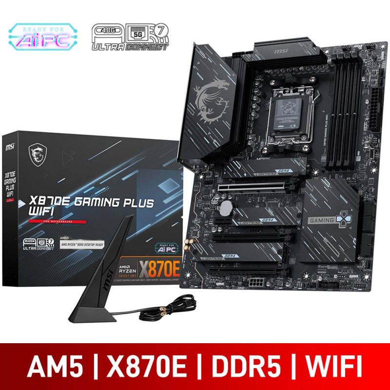 MSI X870E GAMING PLUS WIFI, AMD X870E Chipset, Socket AM5, ATX Desktop ...