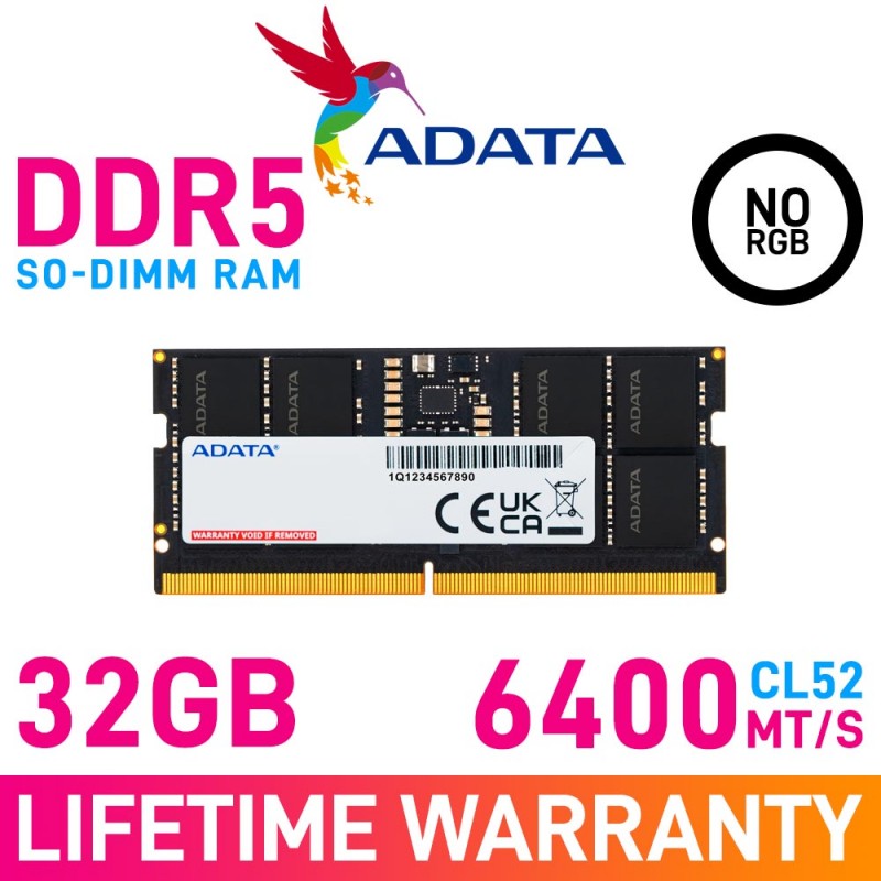 ADATA DDR5 CSODIMM 32GB (1 x 32GB) DDR5 DRAM 6400MHz CL52 1.10V ...