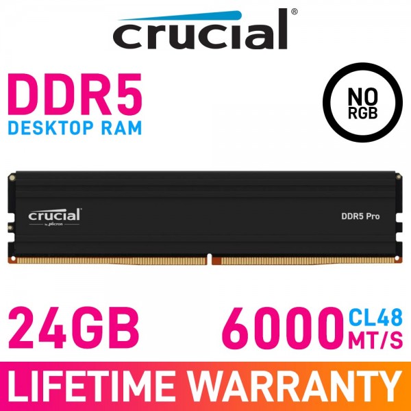 Crucial PRO DDR5 24GB (1 x 24GB) DDR5 DRAM 6000MHz CL48 1.10V ...
