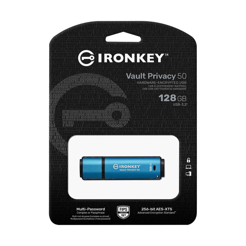 Kingston IronKey Vault Privacy 50 Flash Drive, USB3.2, 128GB — Best ...