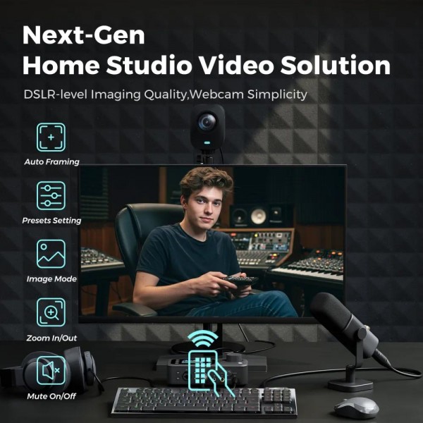 NearStream VM20 Auto-Framing Streaming Camera with Remote, 4K UHD ...